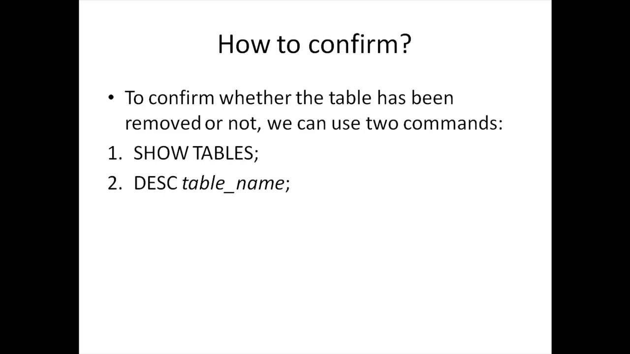 SQL Tutorial - 11: Removing Tables from Database
