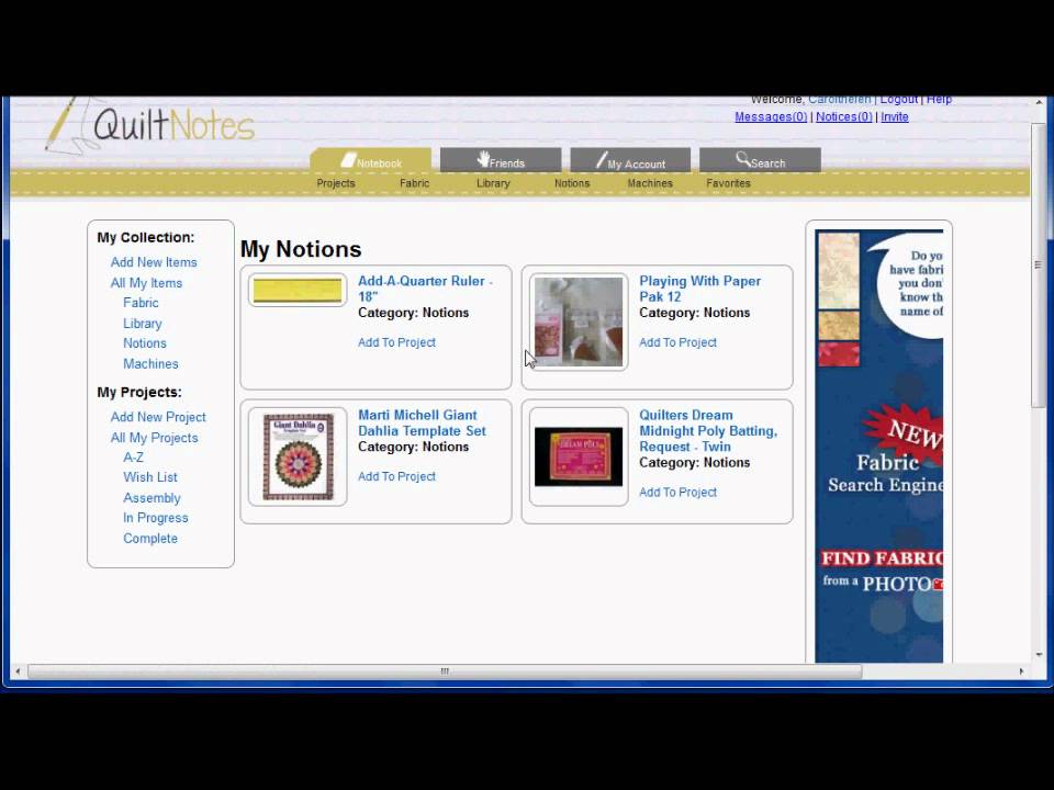 QuiltNotes.com - #01 Notebook Quick Tour