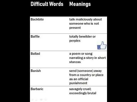 Difficult Words in English Vocabulary Starting with the Letter ‘B’ || Hard Word ||
