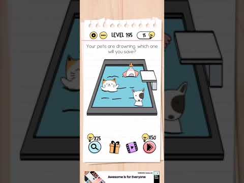 Brain Test Level 195 your pets drowning help one of them Walkthrough