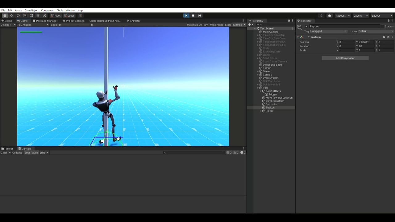 Testing Climbing Ability with Opsive Third Person Controller