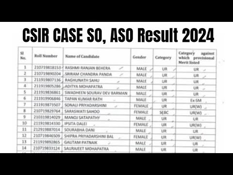 CSIR CASE SO, ASO Result 2024 | Cut Off Marks, Merit List
