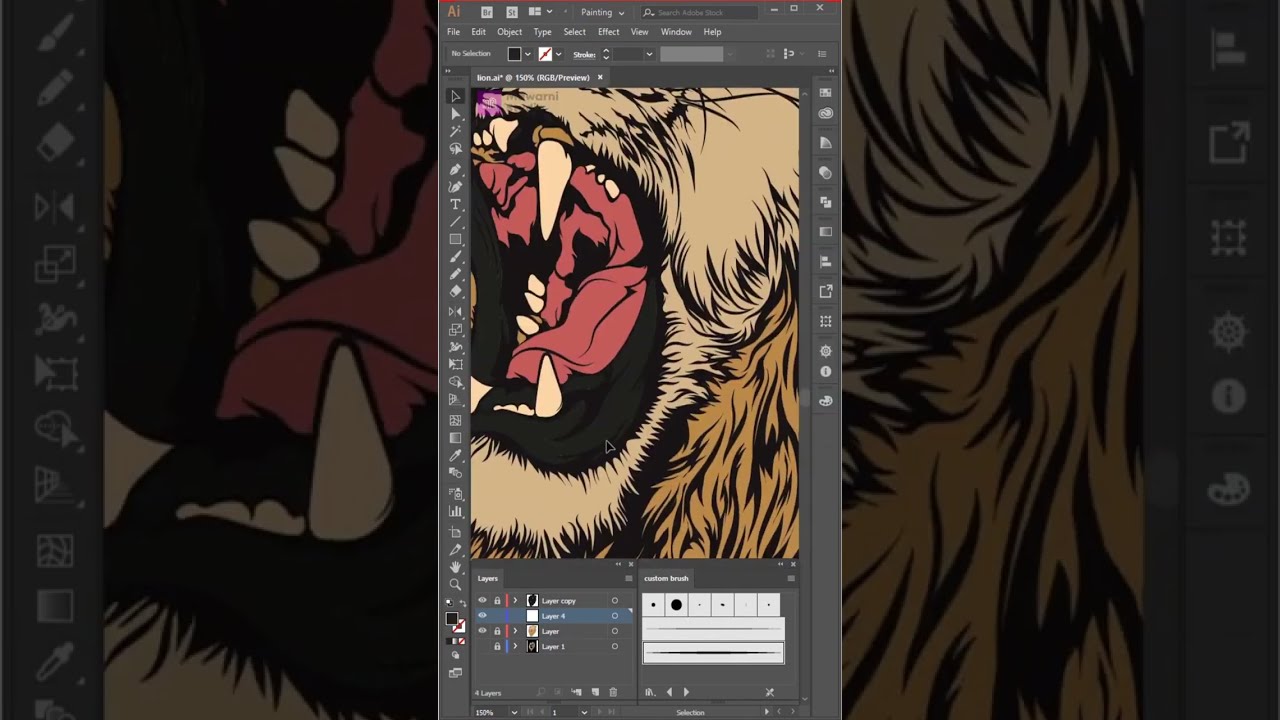 Lion Vector Shading Portrait Illustrator