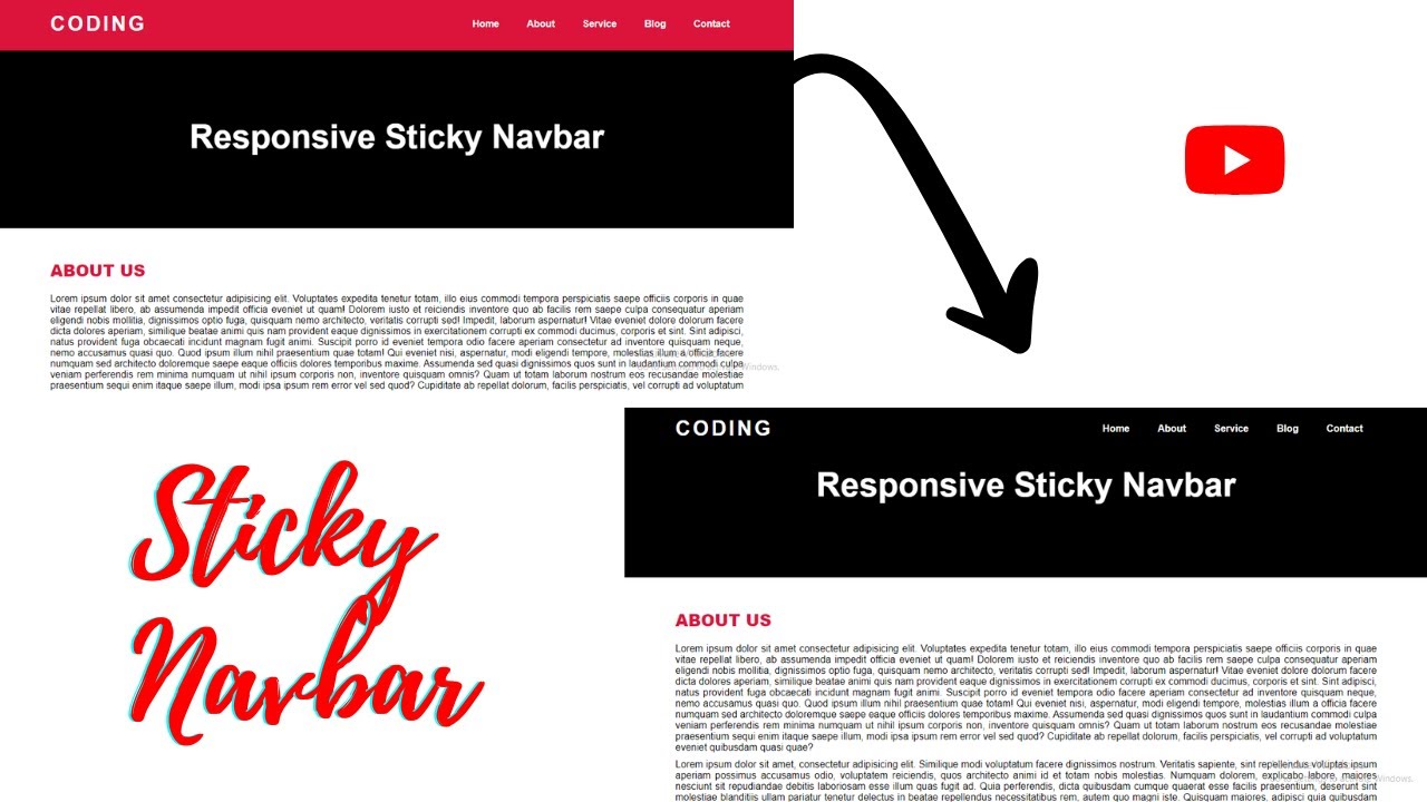 Responsive Sticky Navigation Bar using HTML, CSS and JavaScript || #javascript #css3 #html5