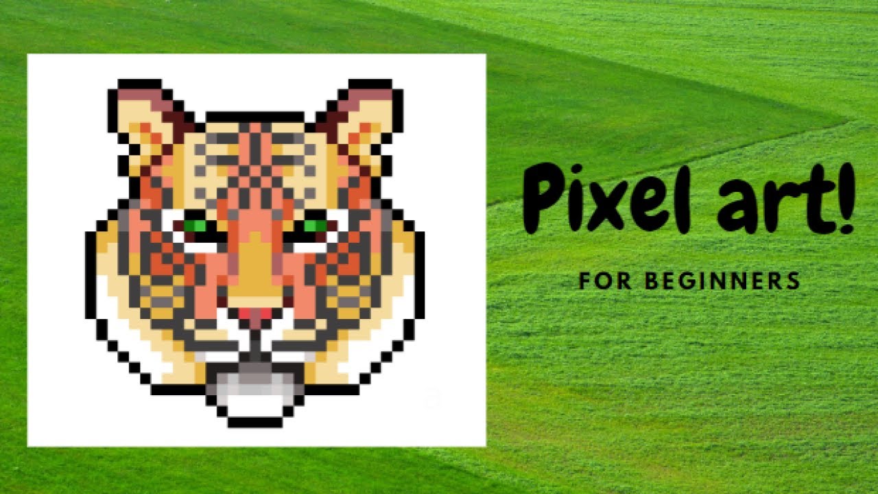Tiger face pixel art for beginners