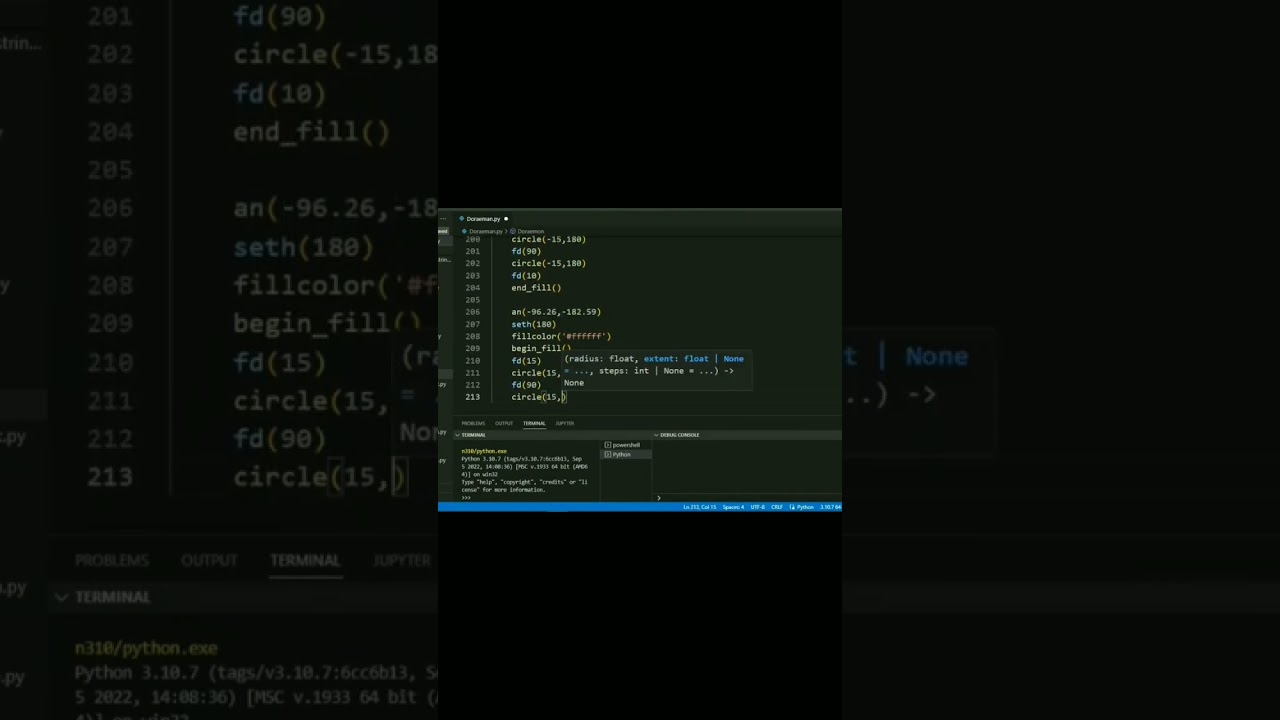 😲Draw Doraemon using python turtle code|#doraemon #pythonturtle