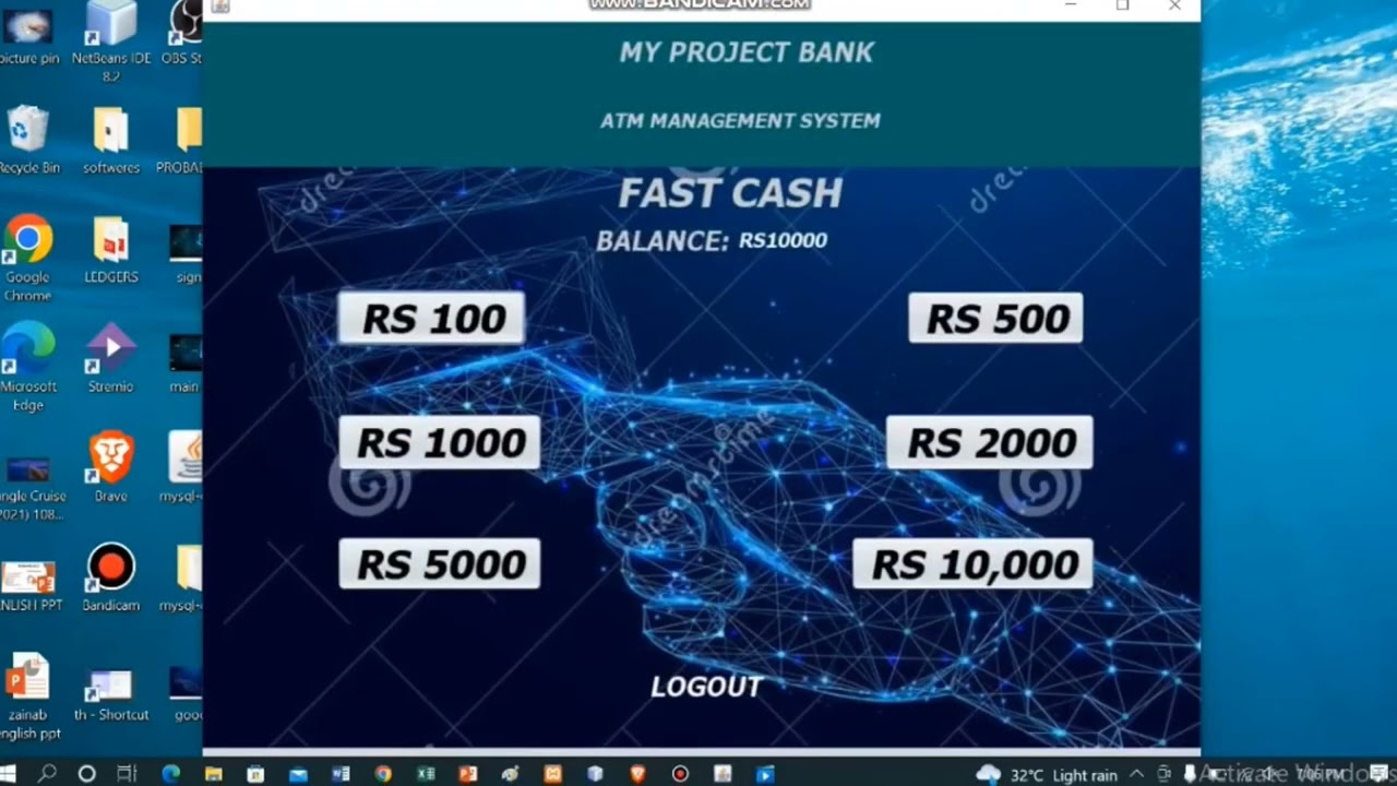 ATM management system Java project in Object oriented programming