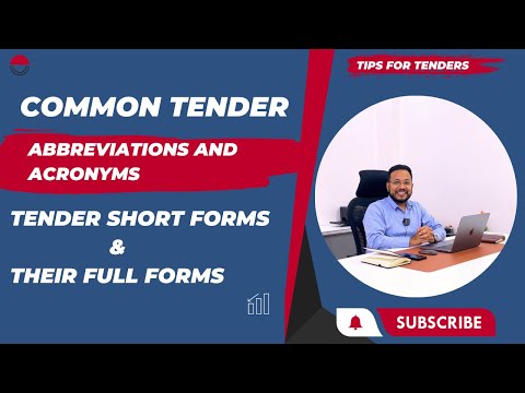 Tender ABBREVIATIONS | Tender Short Forms & Full Forms | Acronyms used in Tender | Tender Training