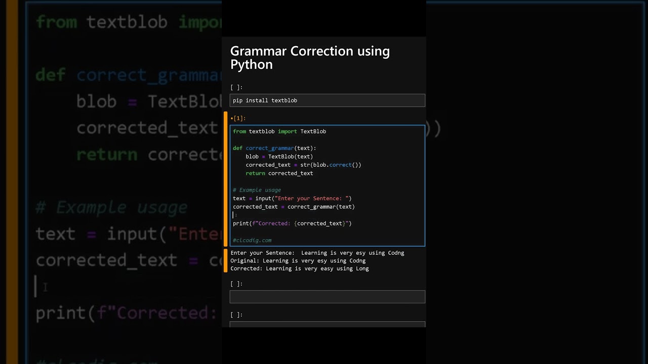Grammar Correction using Python #python #grammar grammar #learnpython #learing #programming #coding