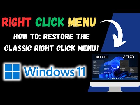 How to RESTORE the CLASSIC Windows 11 RIGHT CLICK MENU !