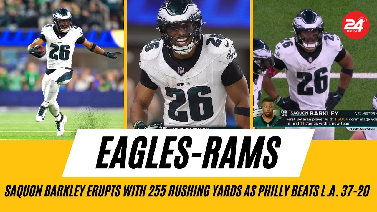 Eagles-Rams: Saquon Barkley Erupts with 255 Rushing Yards as Philly Beats L.A. 37-20 for 7th Victory