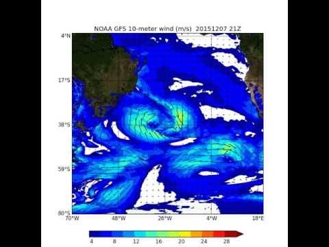 NOAA GFS 10-meter Wind Forecast (m/s) / South Atlantic
