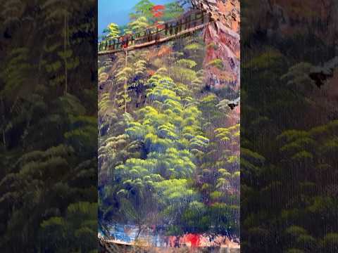 Painting a green tree ! BOB Ross painting technique #art #bobross