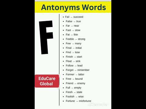 Antonyms Words. Antonyms Words. Know about the antonyms Words starting with letter 'F'. #english