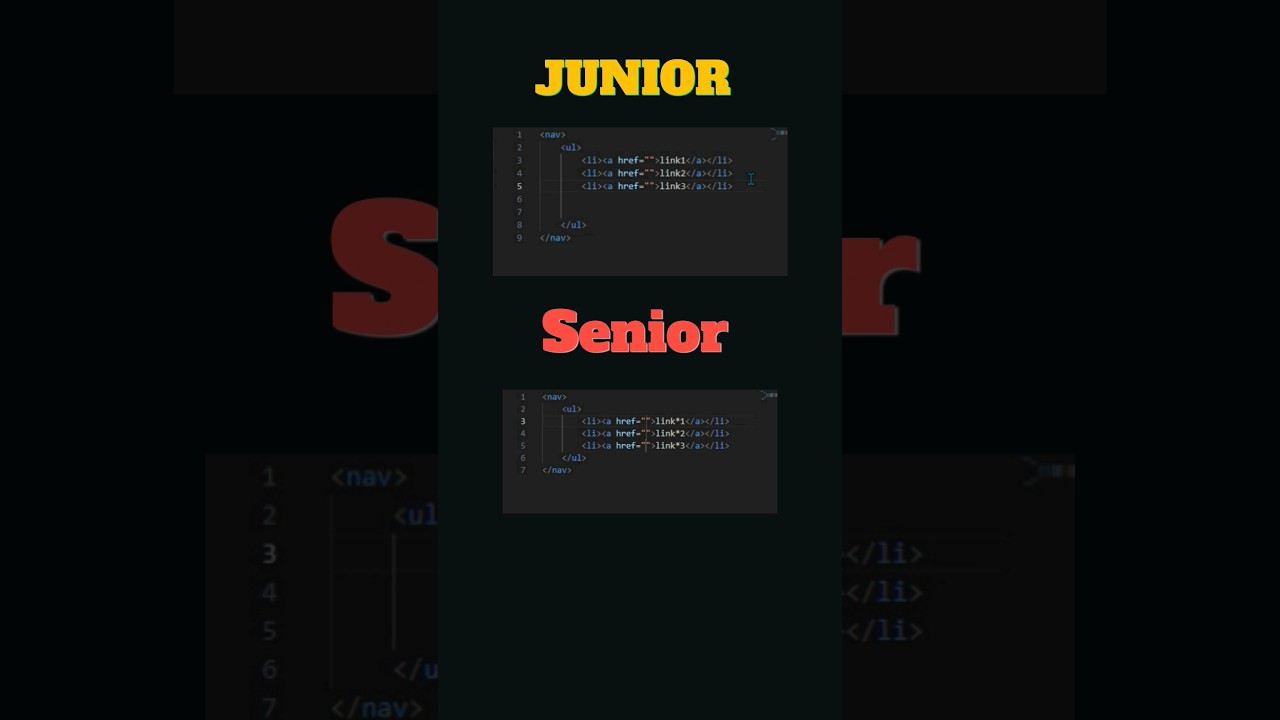 #junior vs #senior shortcut tips #html #webdevelopment #tutorial #shortcut #tips #vscode