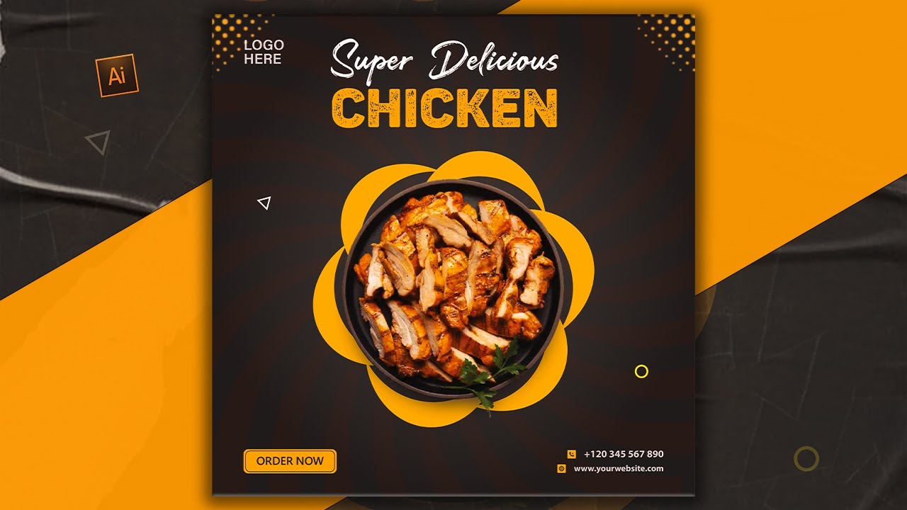 Adobe Illustrator Tutorial | Graphic Design | Food Flyer Design 2024