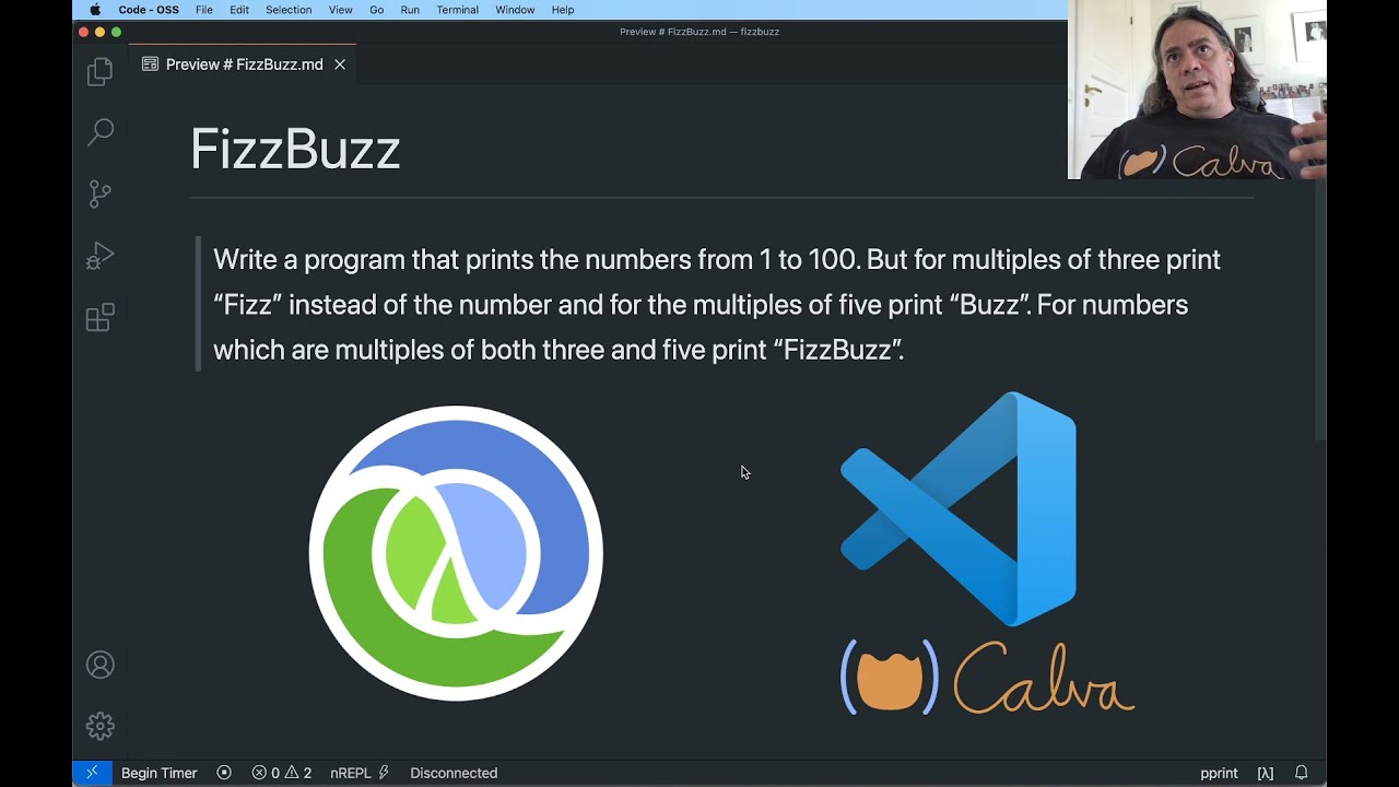 Clojure Workflow in VS Code, coding FizzBuzz