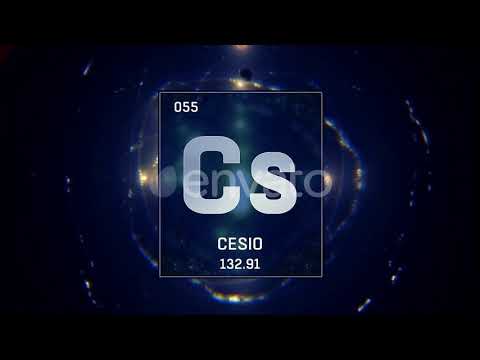 Cesium as Element 55 of the Periodic Table on Blue Background in Spanish Language | Motion Graph...