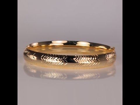 ESTATE - 14K Yellow Gold Diamond Cut Bangle Bracelet