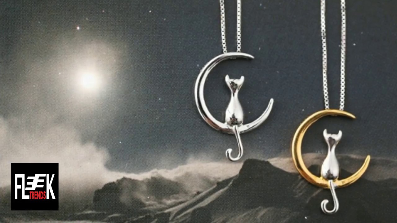Cat moon necklace
