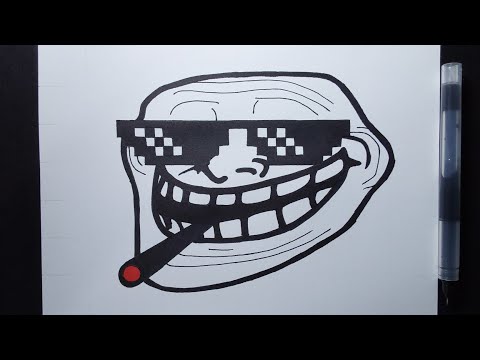 How To Draw TrollFace Cool Face