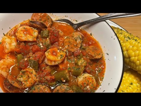 TOMATOES OKRA SHRIMP & SAUSAGE [ QUICK AND EASY DELICIOUSNESS
