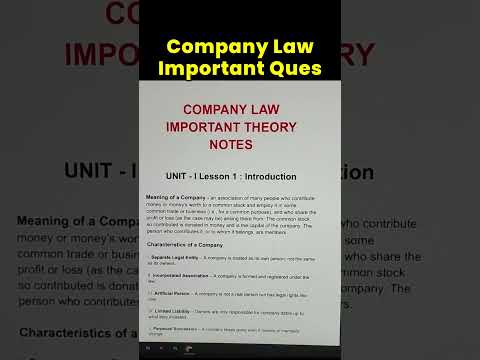 Company Law Important Questions 2025 | DU SOL, NCWEB, Regular | Most Expected Theory of company law