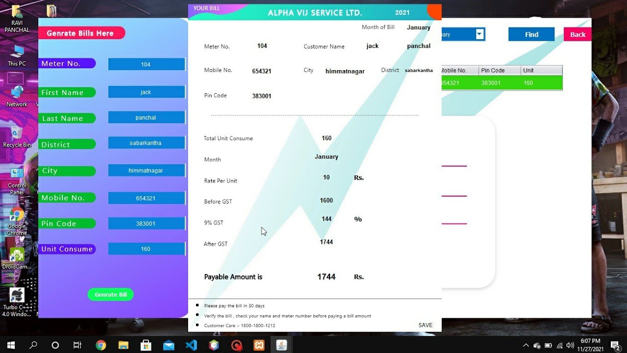Make Electricity Billing System in Java netbeans using Mysql Database