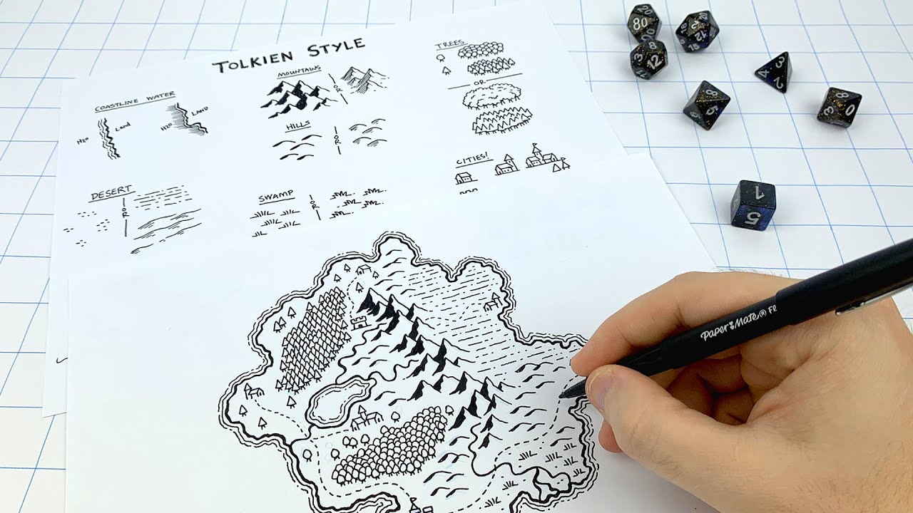 How to Draw Mountains, Forests, Swamps and Cities for a Fantasy World Map!