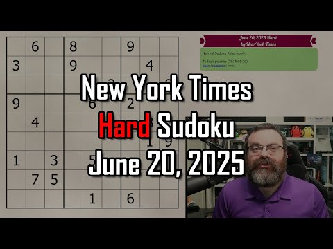 NYT Hard Sudoku Walkthrough | June 20, 2025
