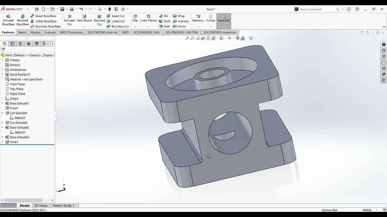 SolidWorks tutorial 3D Modeling: Part2