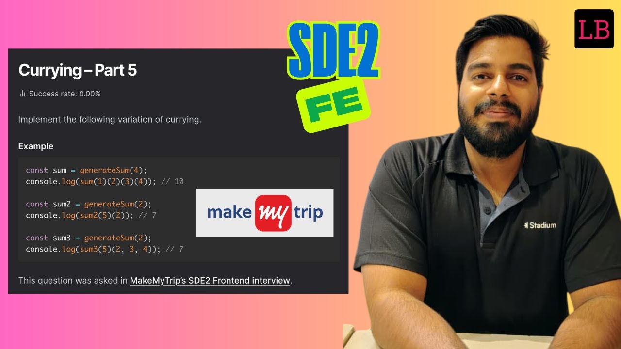 Currying - Part5 MakeMyTrip's JavaScript Interview Question