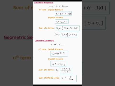 Sequence and Series formulas // Algebraic and Geometric // Math Tricks ????