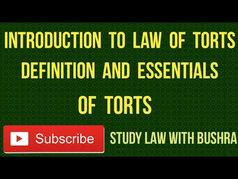 First Lecture of Law of Torts I Introduction to Tort Law