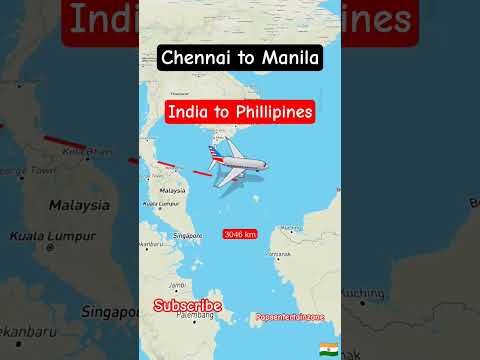 Chennai India to Manila Philippines flight travel 🗾 #map#chennai#india#philippines#manila#shorts✈️✈️