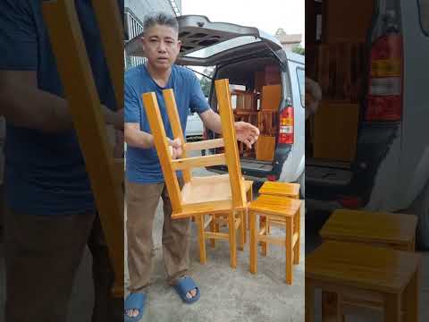 Meja makan kayu solid tinggi 50 cm bangku kayu Kerajinan tradisional Kerajinan Craftsma