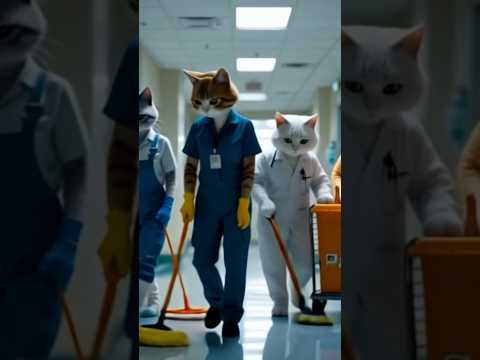 Poor cat topped college became a doctor rich cats became janitors in the same hospital #shortsfeed
