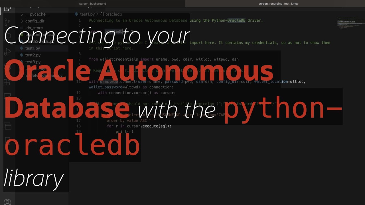 Connecting to your Oracle database in Python using the python-oracledb driver/library.