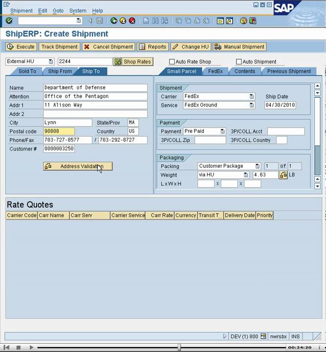ShipERP Demo: Address Validation