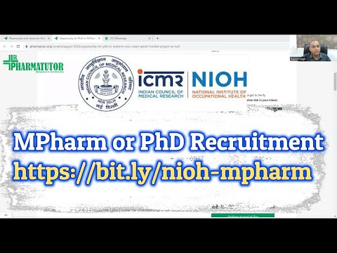 Job opportunity for Ph.D or M.Pharm, MSc at NIOH || ICMR Pharma recruitment