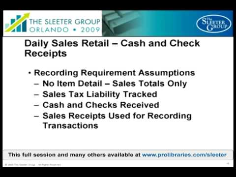 Retail and Restaurant Set-up and Consulting using QuickBooks - Excerpt