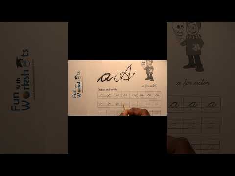 Small Letter a | Learn Cursive writing | Funwithworksheets.com| Free worksheets | Practice Worksheet