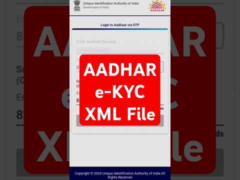 "🔥 Important: How to Generate Aadhaar XML for KYC? | Must Watch! #Aadhaar #KYC"