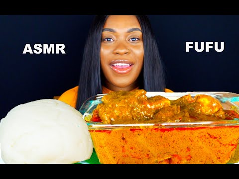 ASMR FUFU & PALMNUT SOUP MUKBANG |Banga Soup| (NO TALKING) Soft Eating Sounds | Eat Spicy with Teeβ
