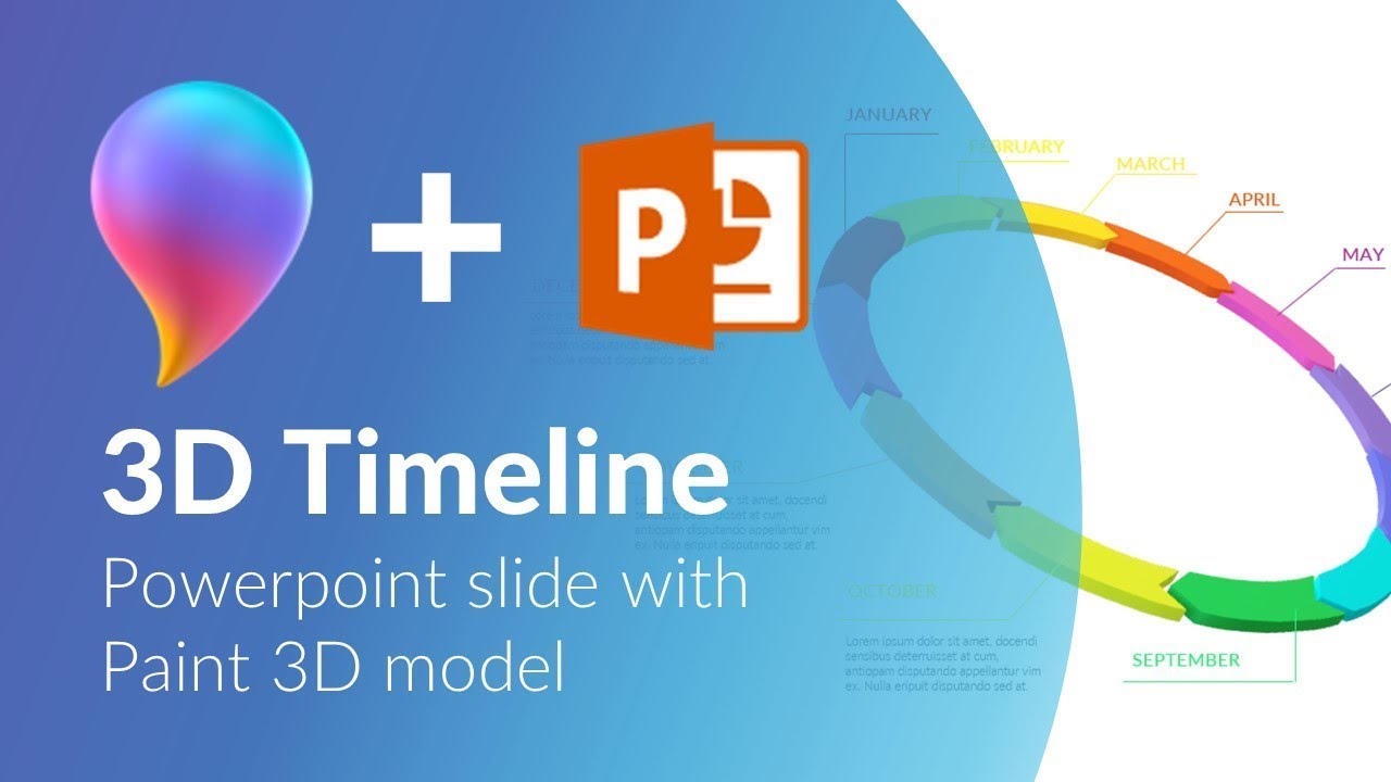 3D Timeline in Powerpoint tutorial. Process slide.