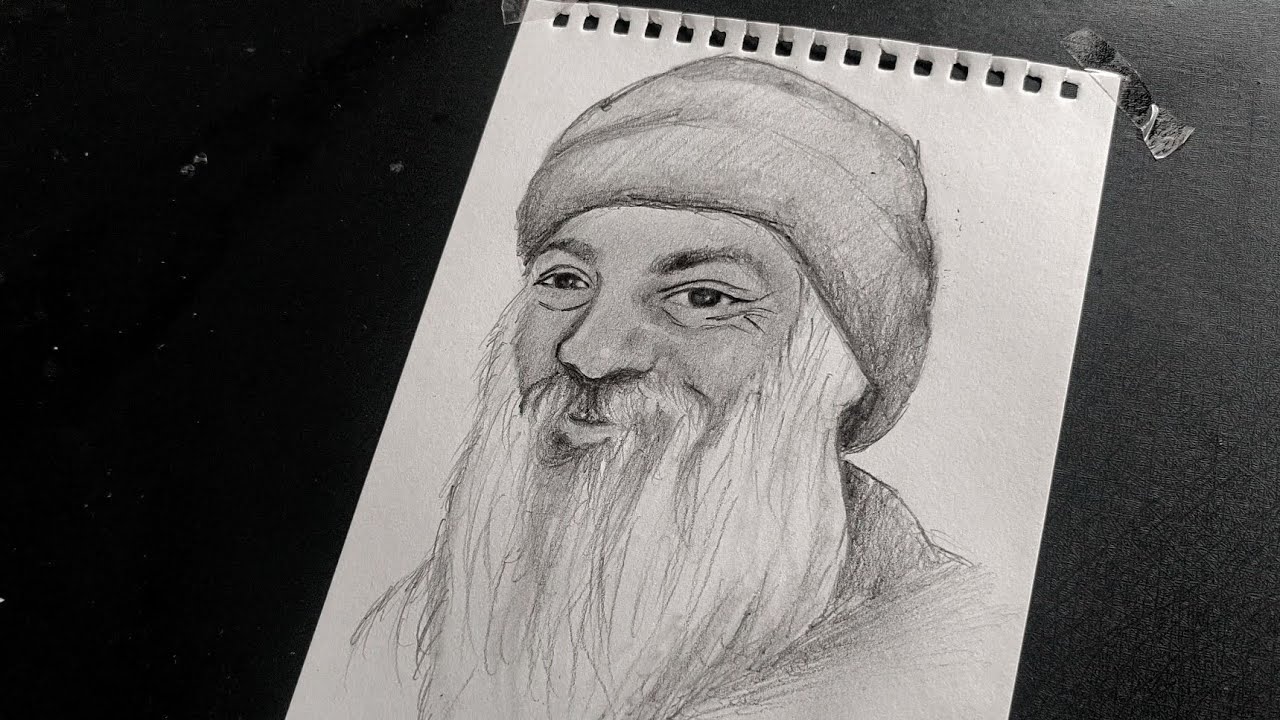 osho pencil drawing #osho