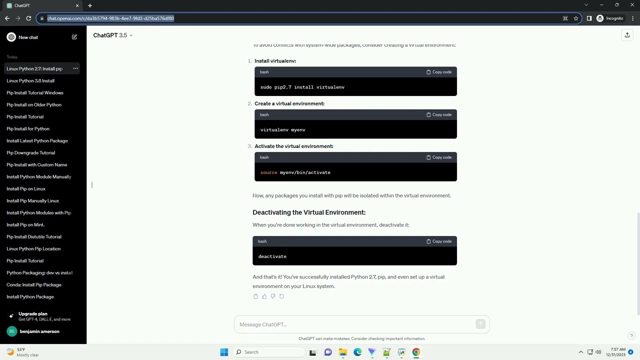 linux python 2 7 install pip