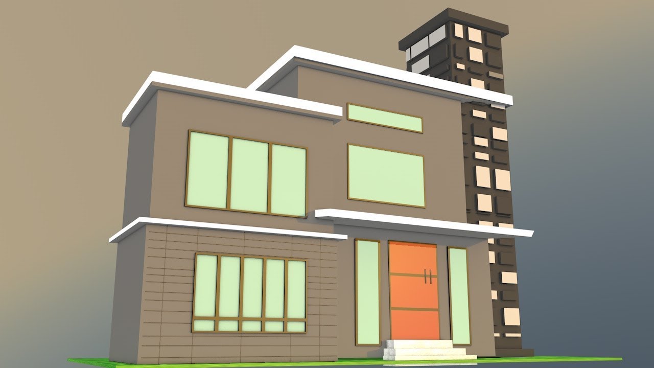 Low Poly House Speed Art in Cinima4d | Speed Modelling | C4D speed tutorial