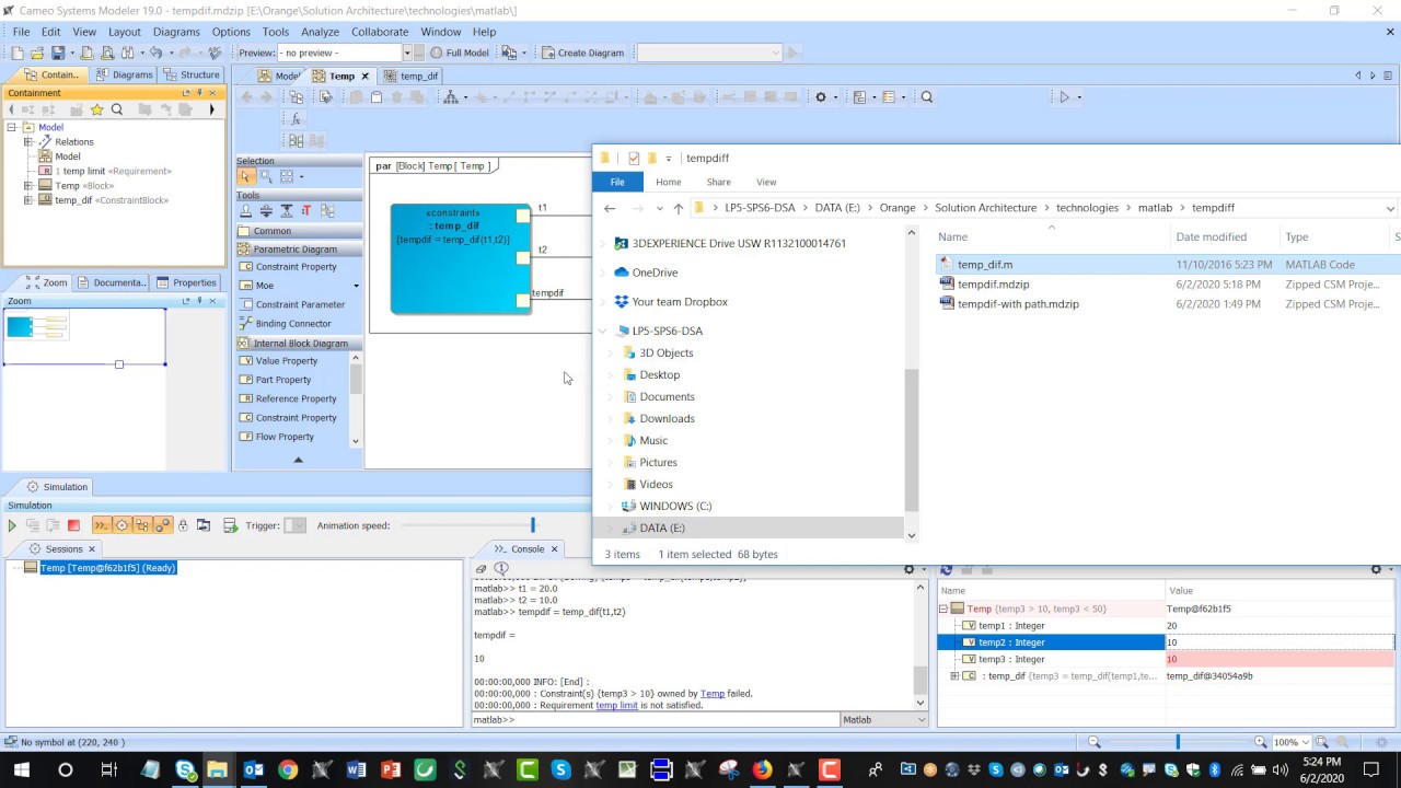 Changing MATLAB File Path for SysML Simulation