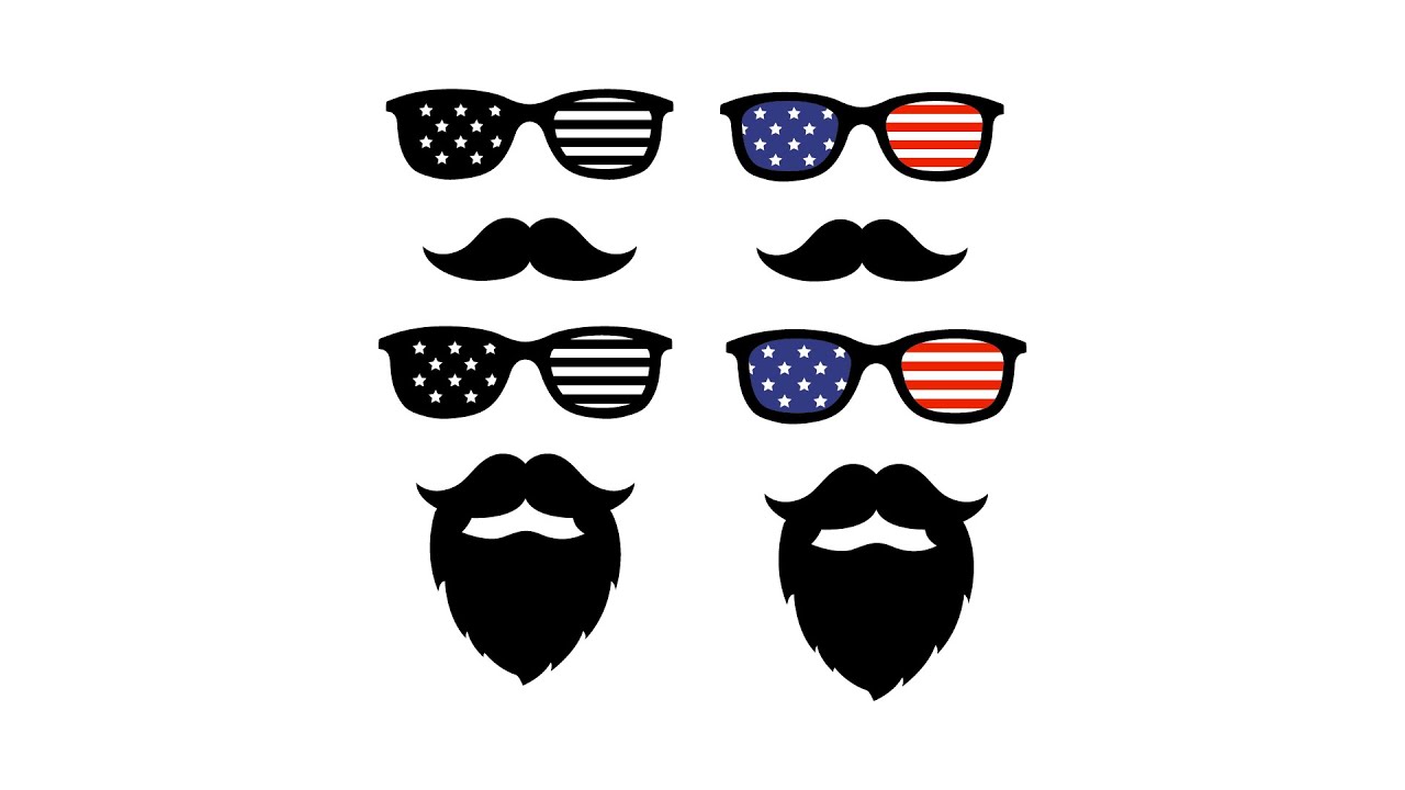 Merica Beard SVG Vector Silhouette Cameo Cricut Cut File Clipart Eps Png Dxf